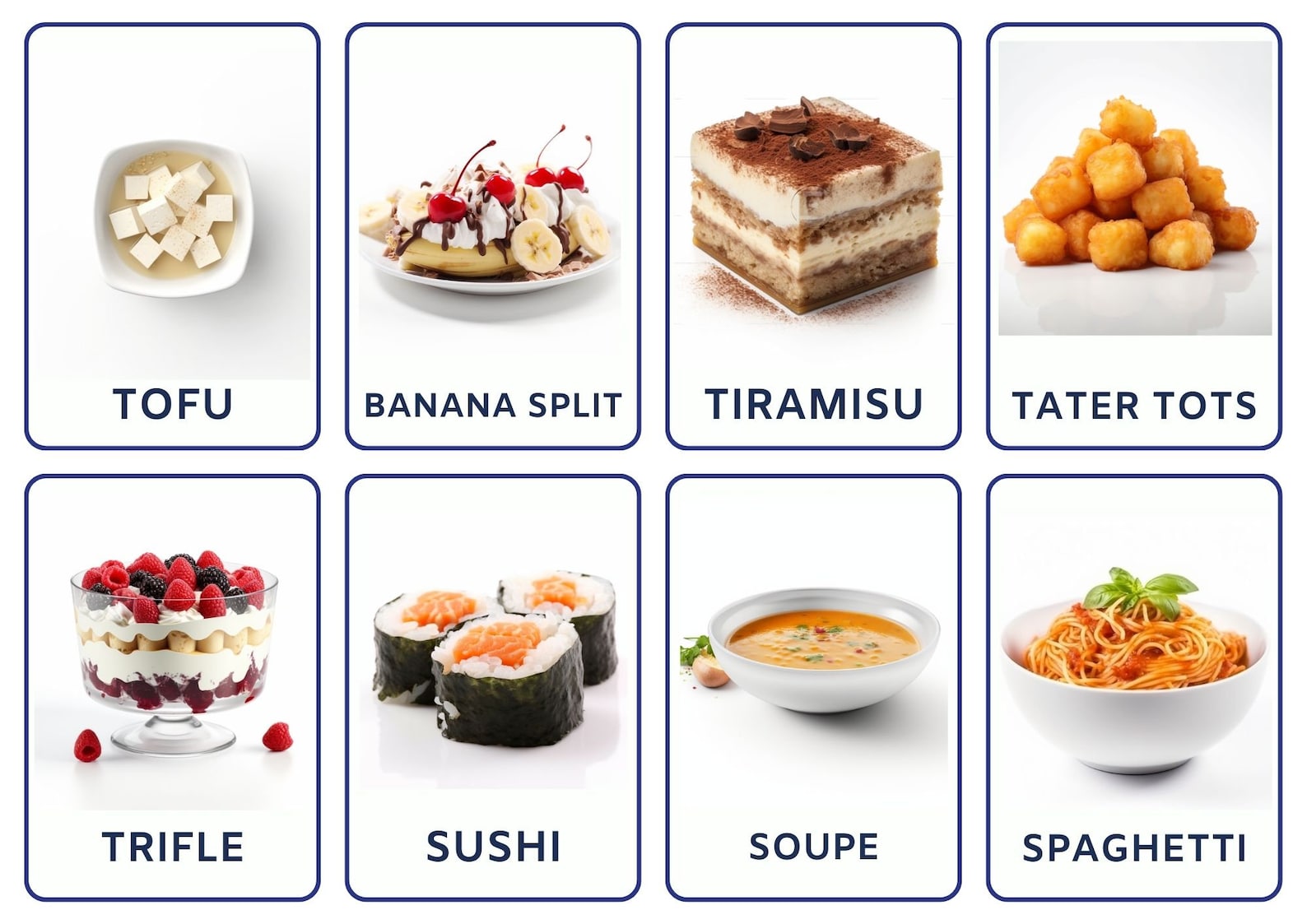 Flashcard Bundle of Mouthwatering Food Items Including Fast Food ...