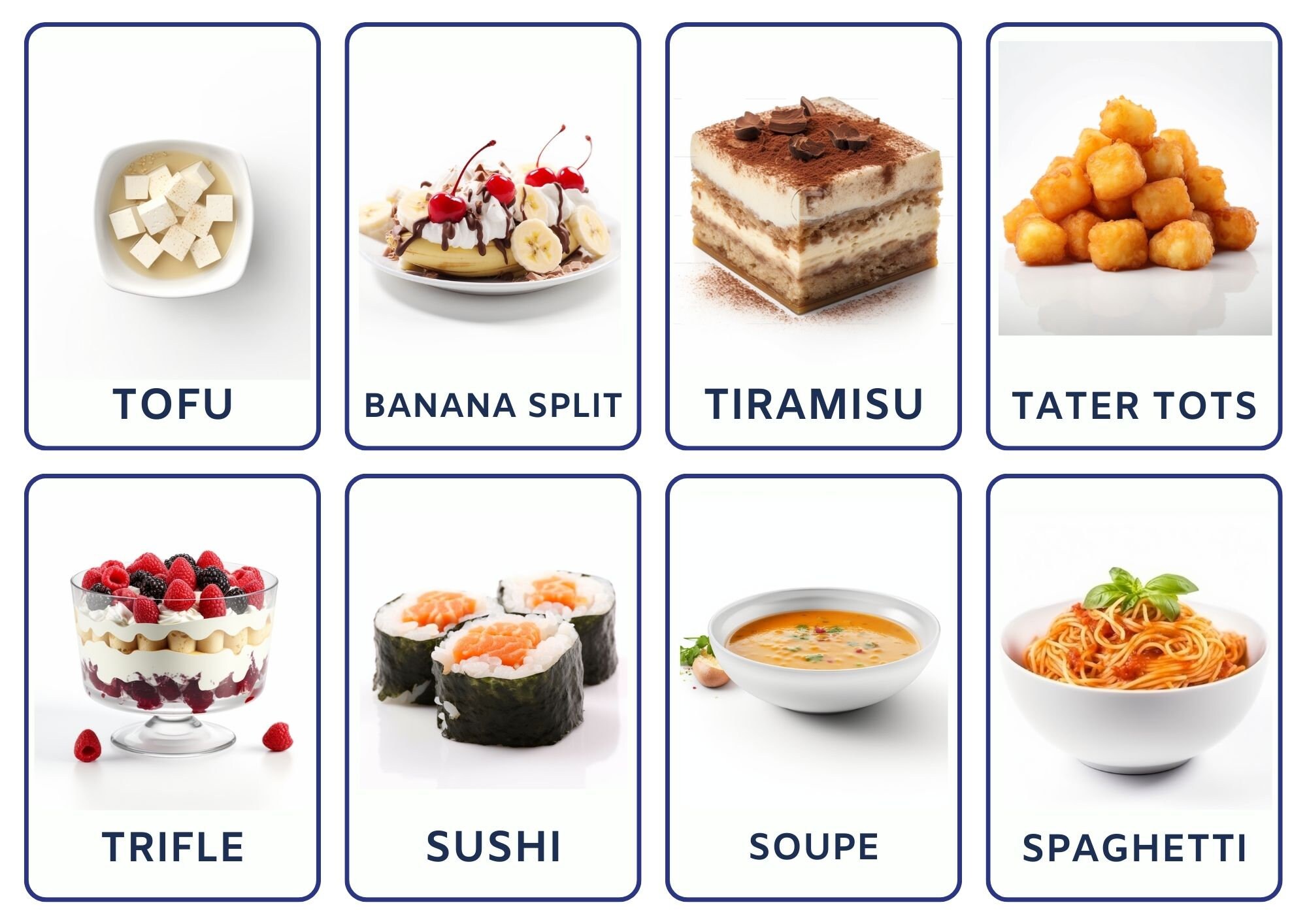 Flashcard Bundle of Mouthwatering Food Items Including Fast Food ...