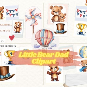 Father's Day PNG Watercolor Clipart, Super Daddy, Dad Bear Clipart ...