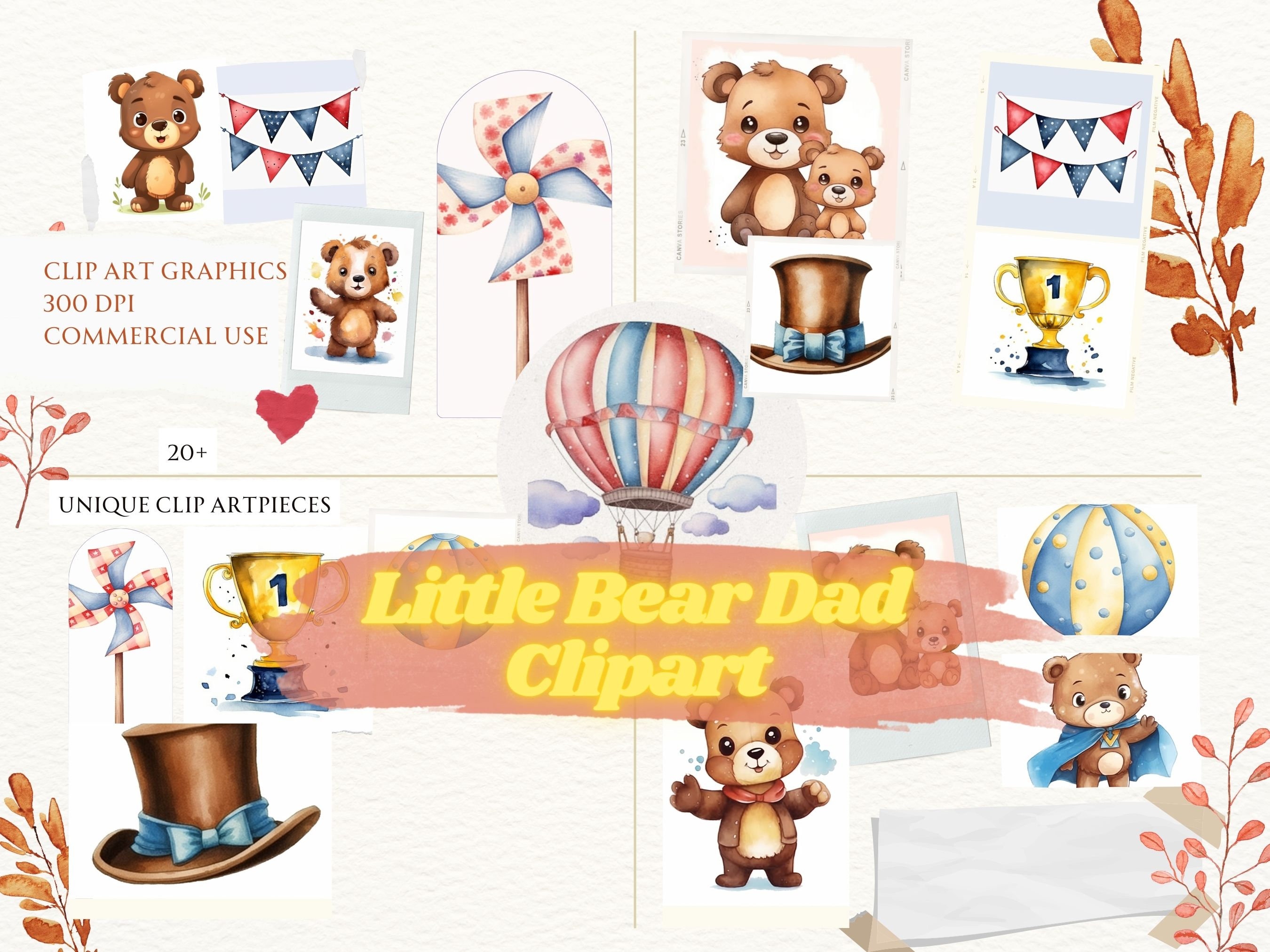 Father's Day PNG Watercolor Clipart, Super Daddy, Dad Bear Clipart ...