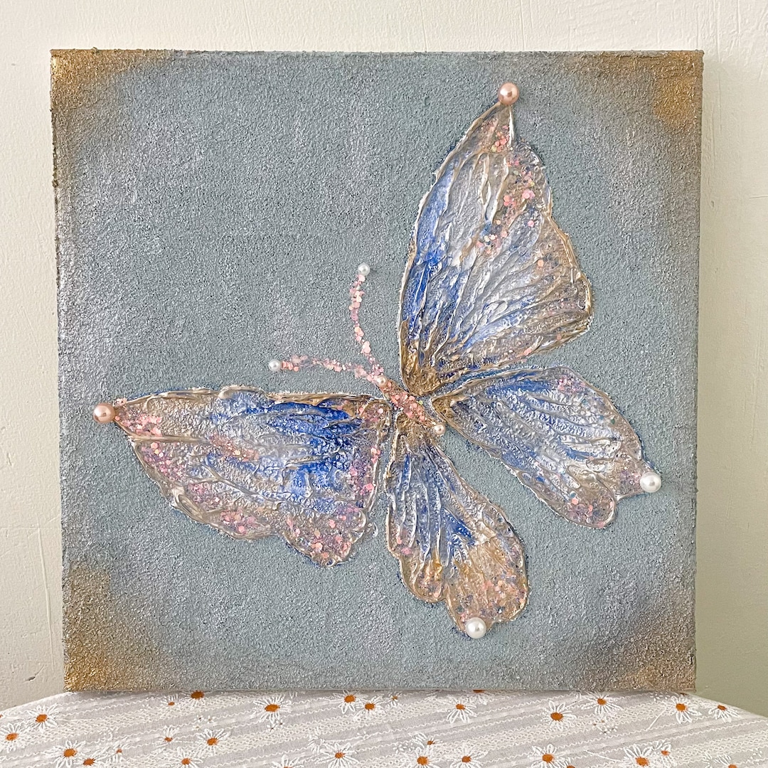 Resplendent Wings, Acrylic Texture Painting of a Butterfly, Original ...