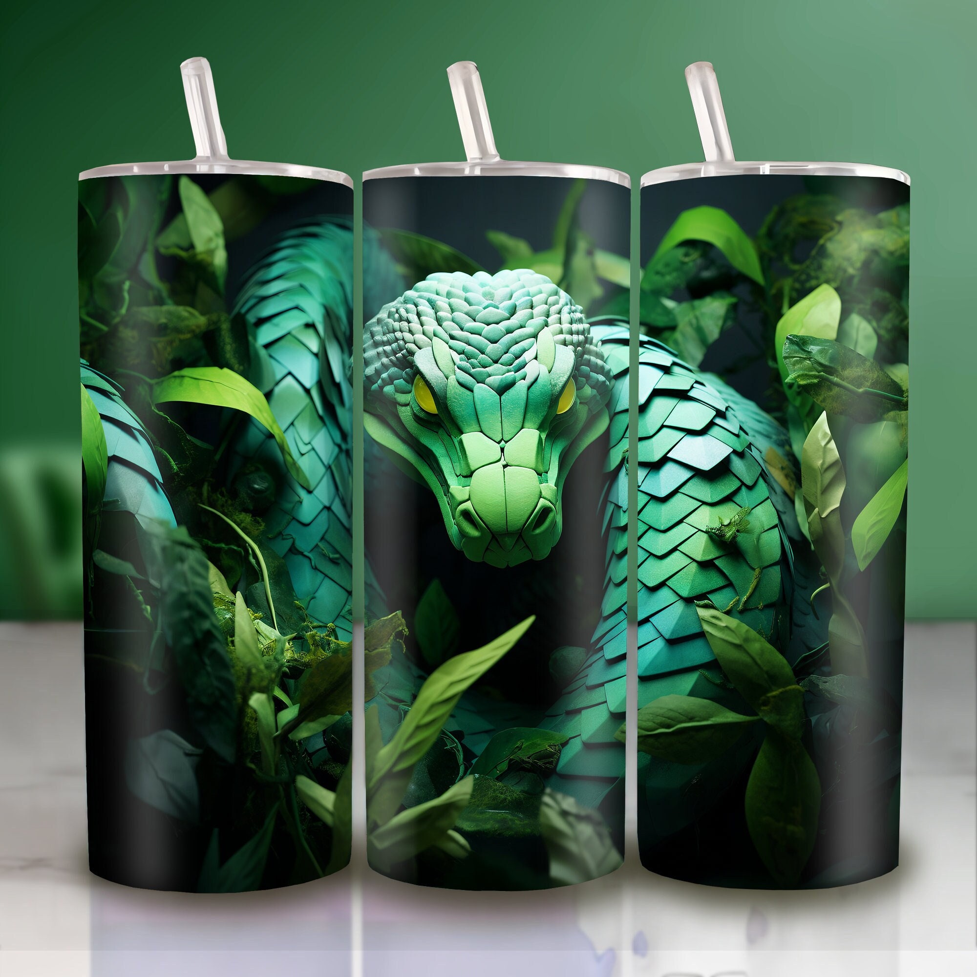 3D Snakes Tumbler Wrap, 20oz Skinny Tumbler Sublimation Design, Digital ...