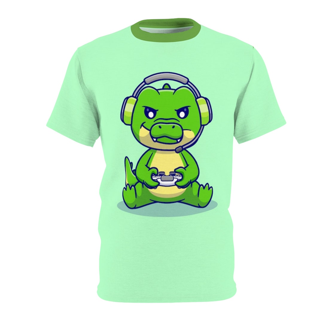 Cartoon Baby Dragon Playing Video Games Light Green Unisex - Etsy