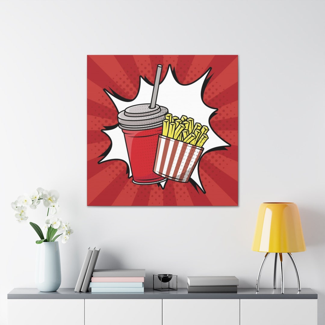 Coke & Fries Comic Painting comics Red Canvas Highly - Etsy