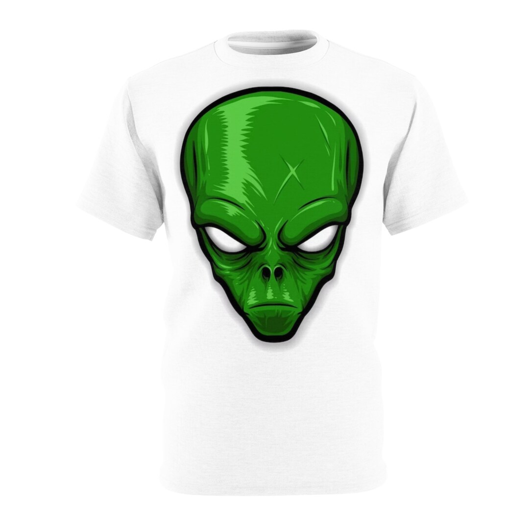 Angry Green Alien With White Eyes Illustration Unisex Cut & - Etsy