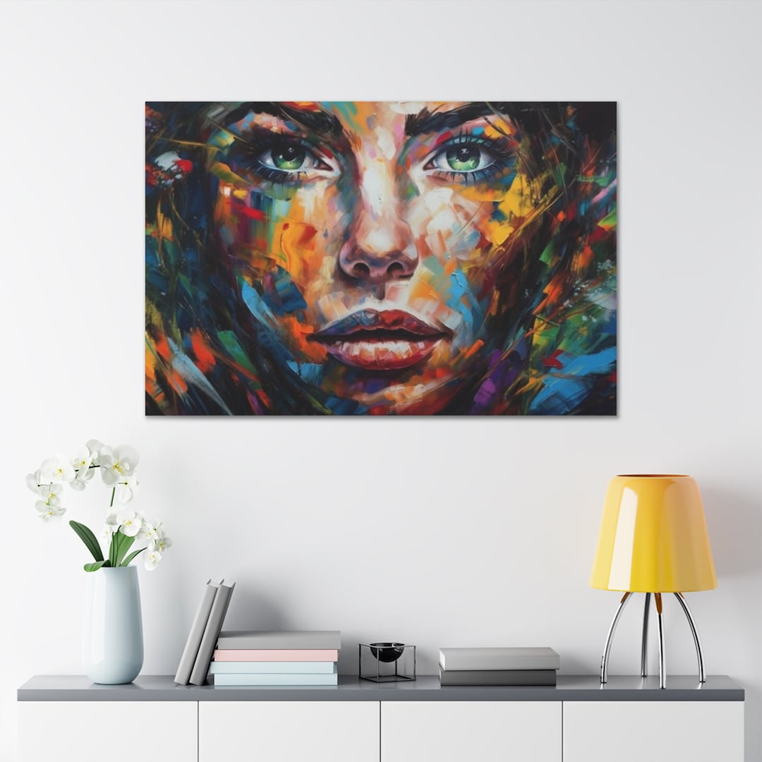 Beautiful Woman Face Painting White Canvas Mesmerizing - Etsy