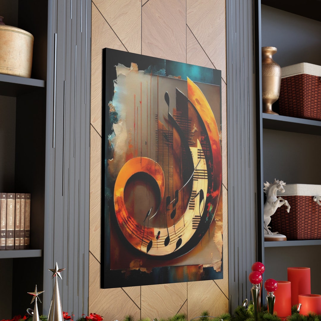 Music Notes Abstract Art Black Canvas Musical Modern - Etsy