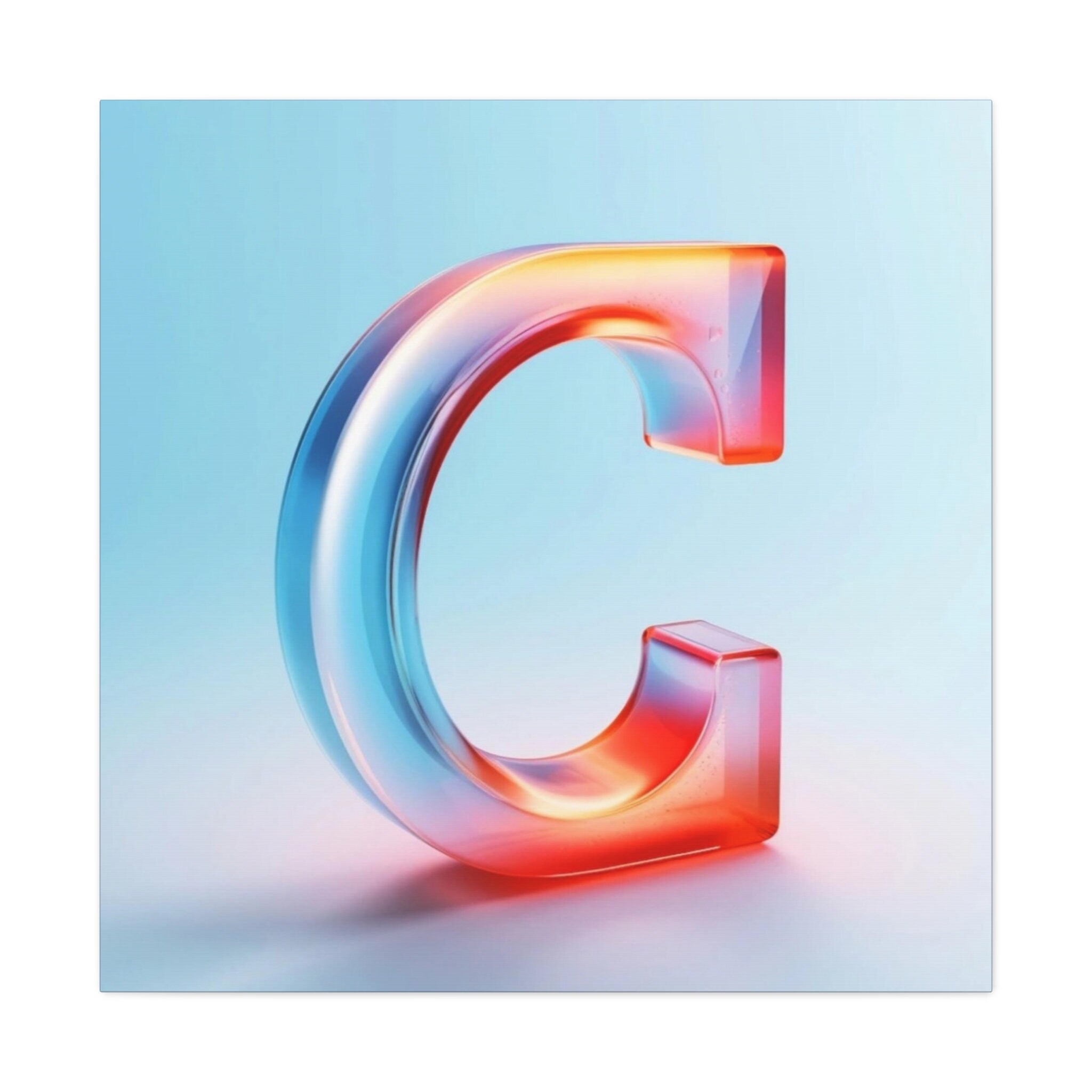 The Letter C Light Blue Canvas Highly Detailed High - Etsy