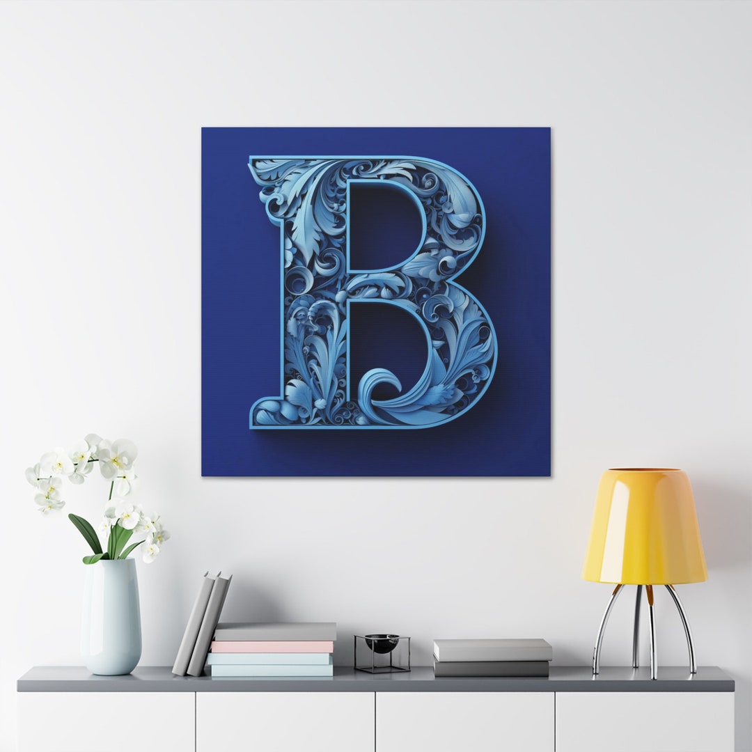 The Letter B Blue Canvas Highly Detailed Modern High - Etsy