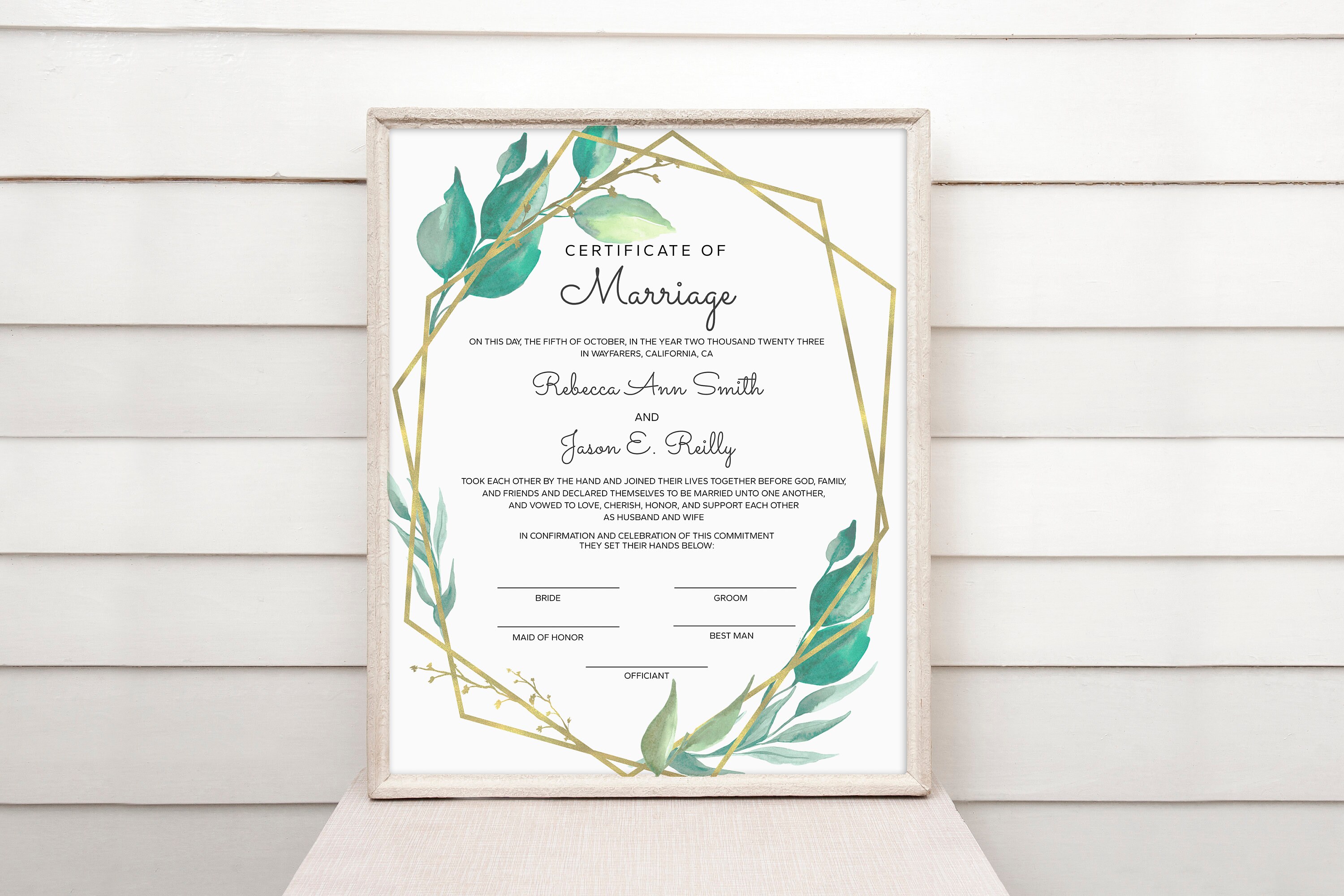 Marriage Certificate Printable Template, Modern Wedding Certificate ...