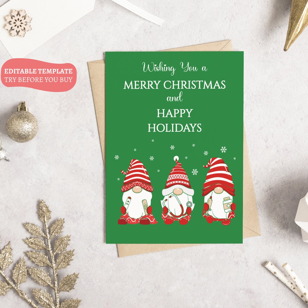 Medical Holidays Printable Editable Card, Hospital Staff Doctor Nurse ...