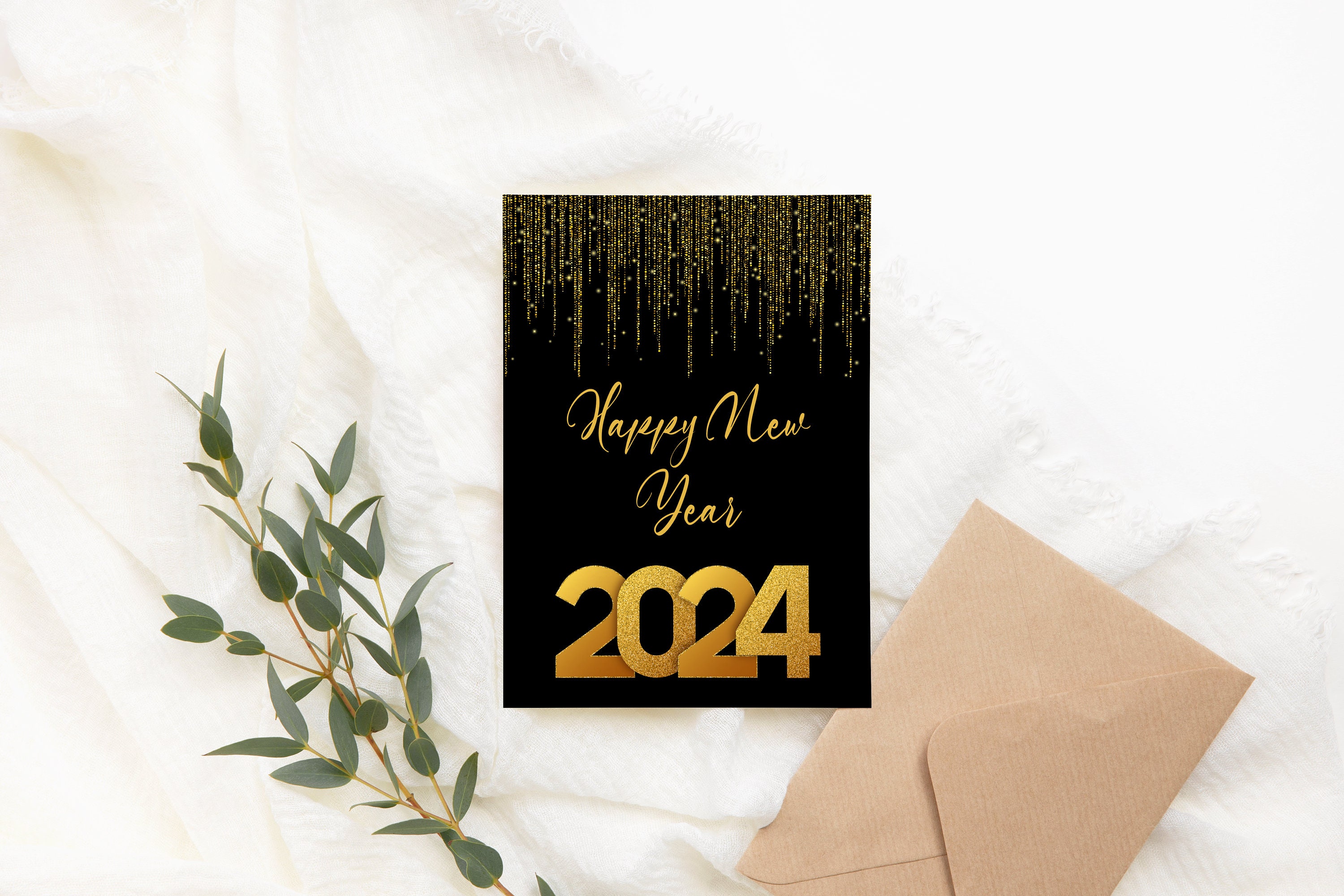 Printable New Year 2024 Card, New Year Card 2024 Template, Editable ...