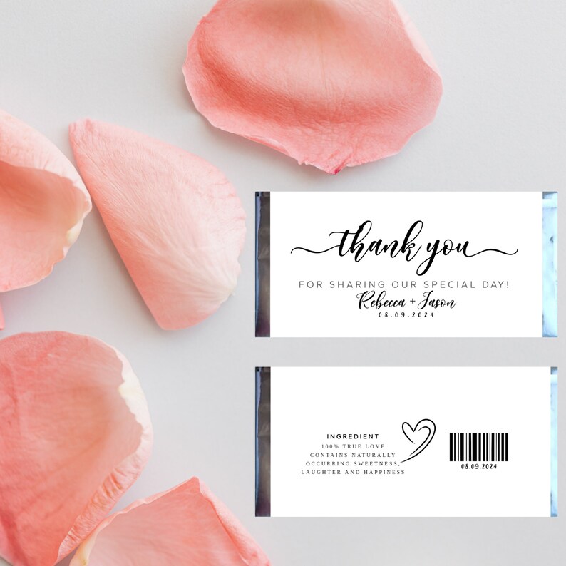 Minimalist Chocolate Bar Wrapper Template for Wedding, Bridal Shower ...