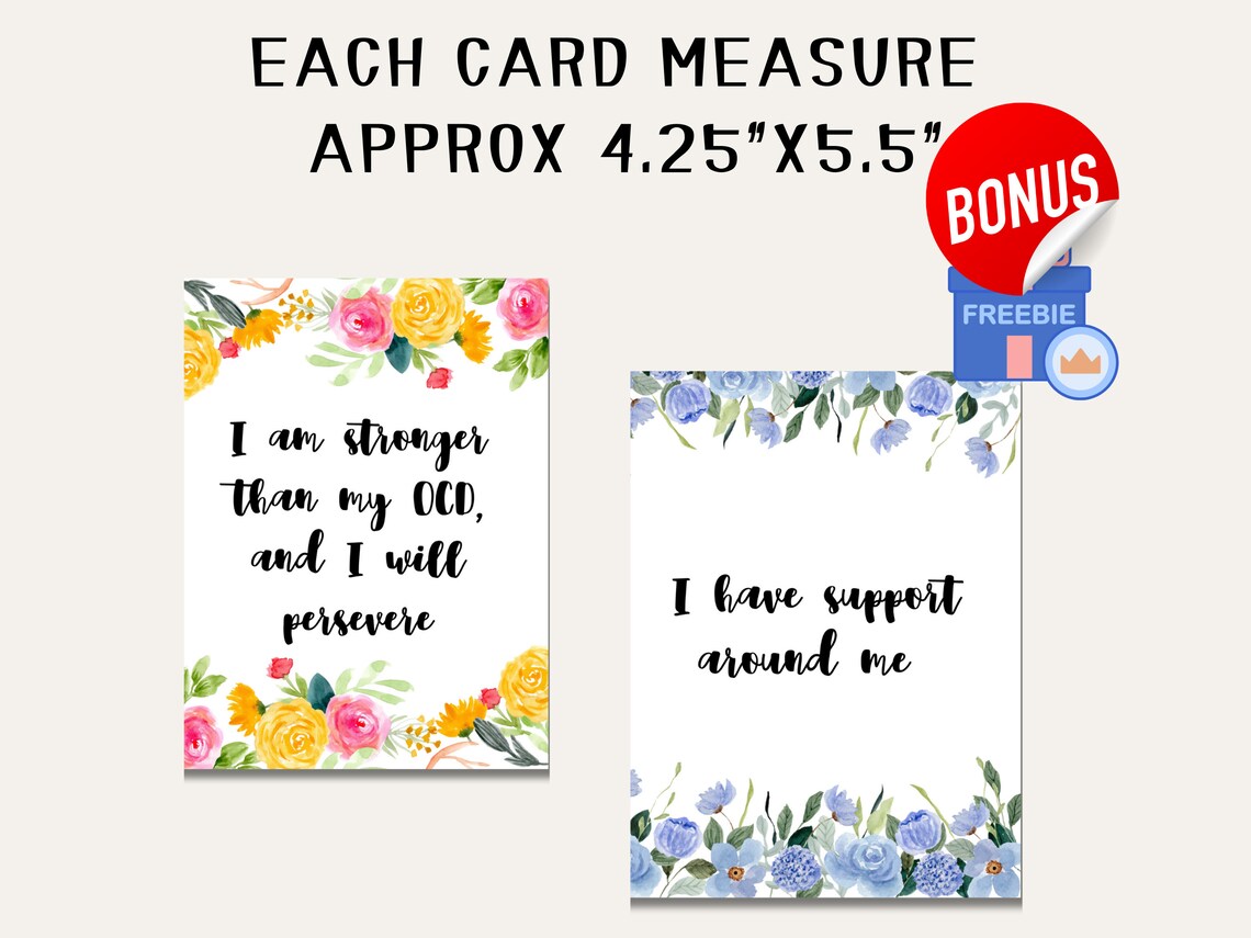 OCD Affirmation Card Printable Therapy Flashcards Anxiety Resources ...