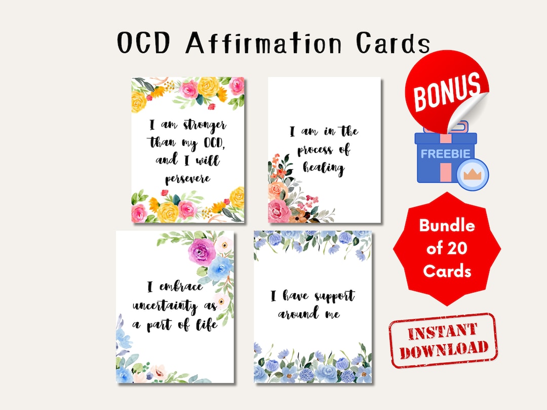 OCD Affirmation Card Printable Therapy Flashcards Anxiety Resources ...