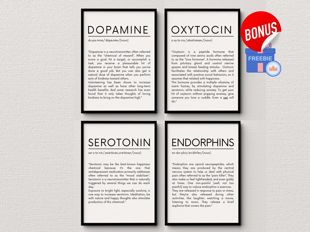 Dopamine Oxytocin Serotonin Endorphins Happy Chemicals Printable Mental ...