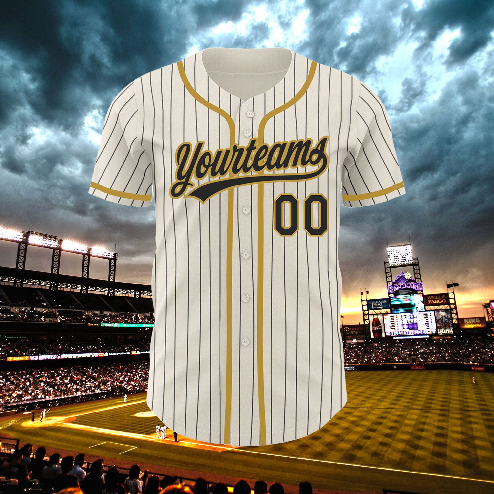 Yellow Stripe Line Baseball Jersey Personalized Baseball - Etsy
