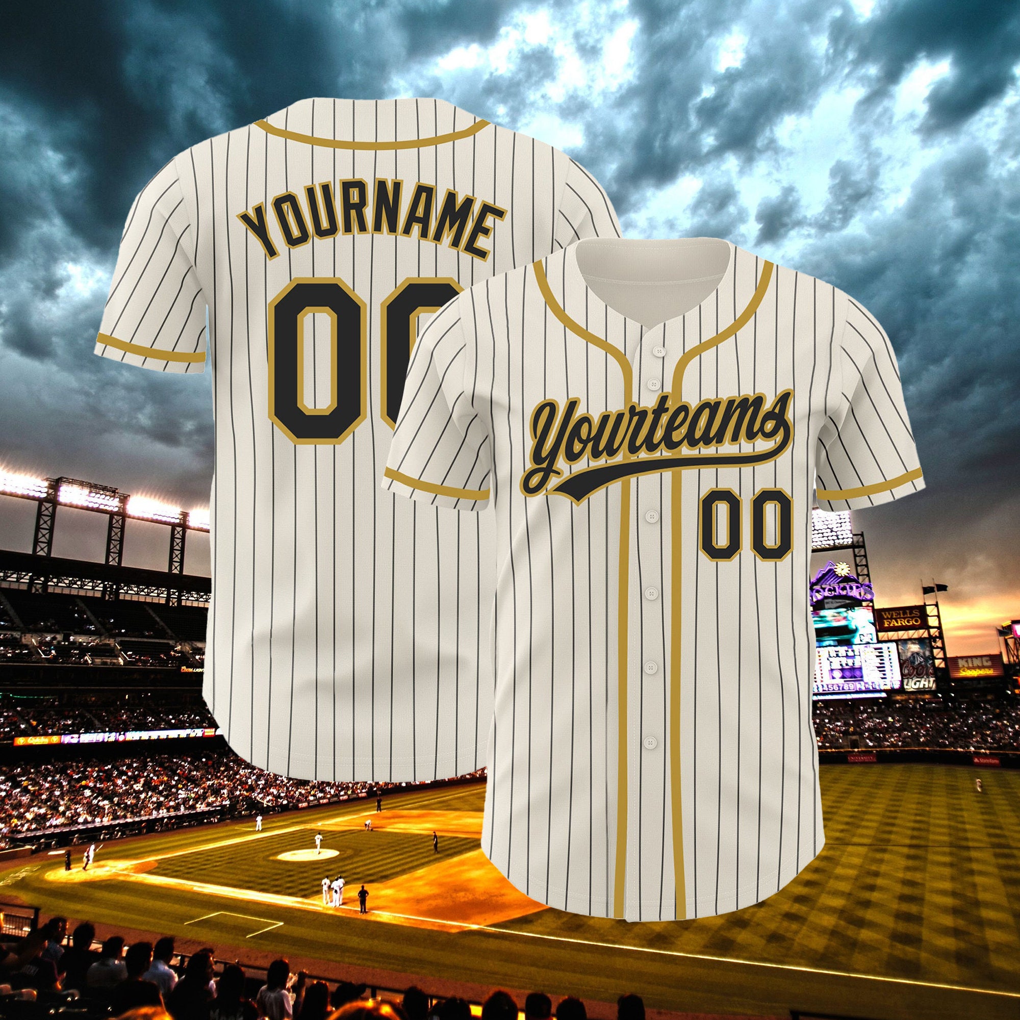 Yellow Stripe Line Baseball Jersey Personalized Baseball - Etsy
