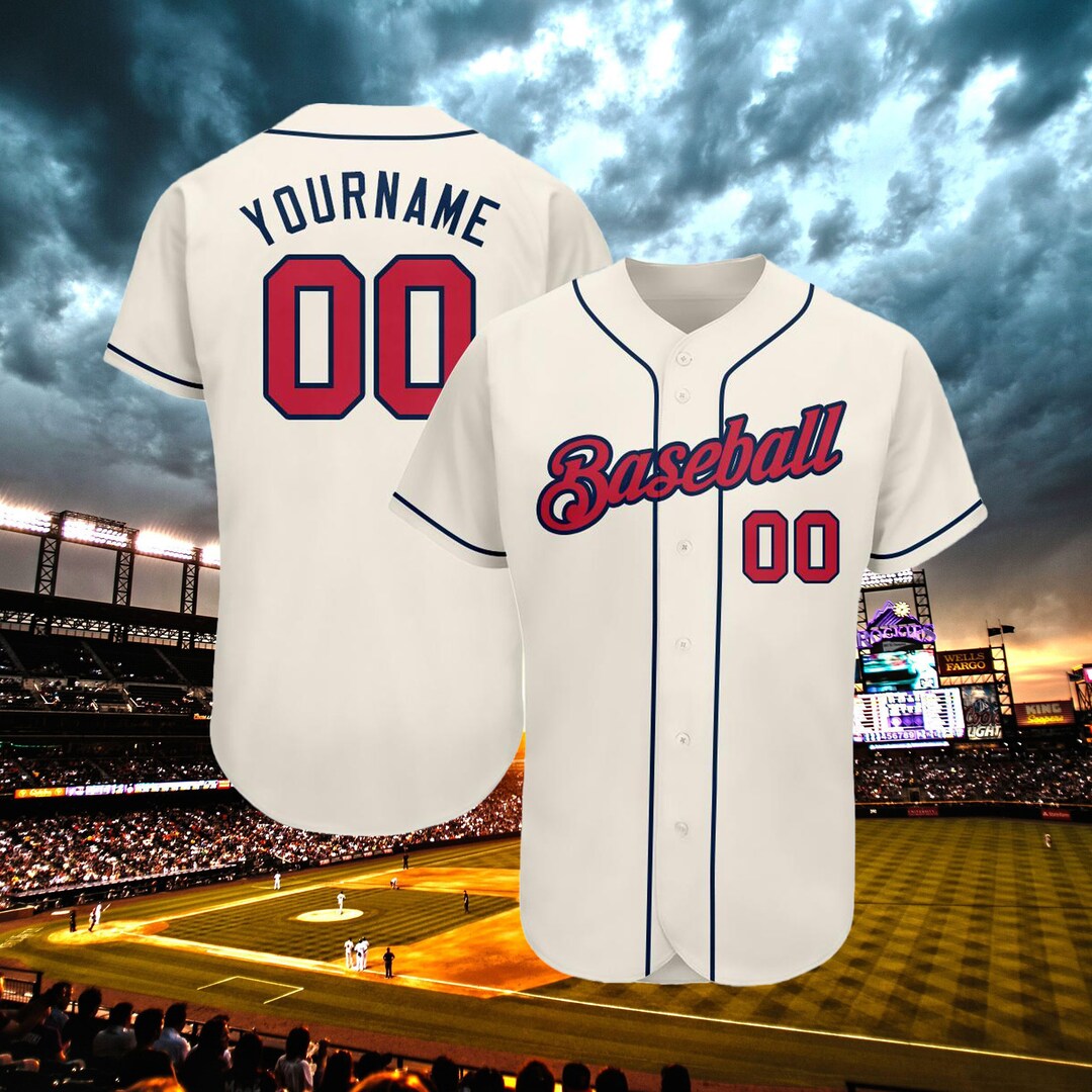 Personalized Baseball Jersey Red Stripe Baseball Jersey - Etsy