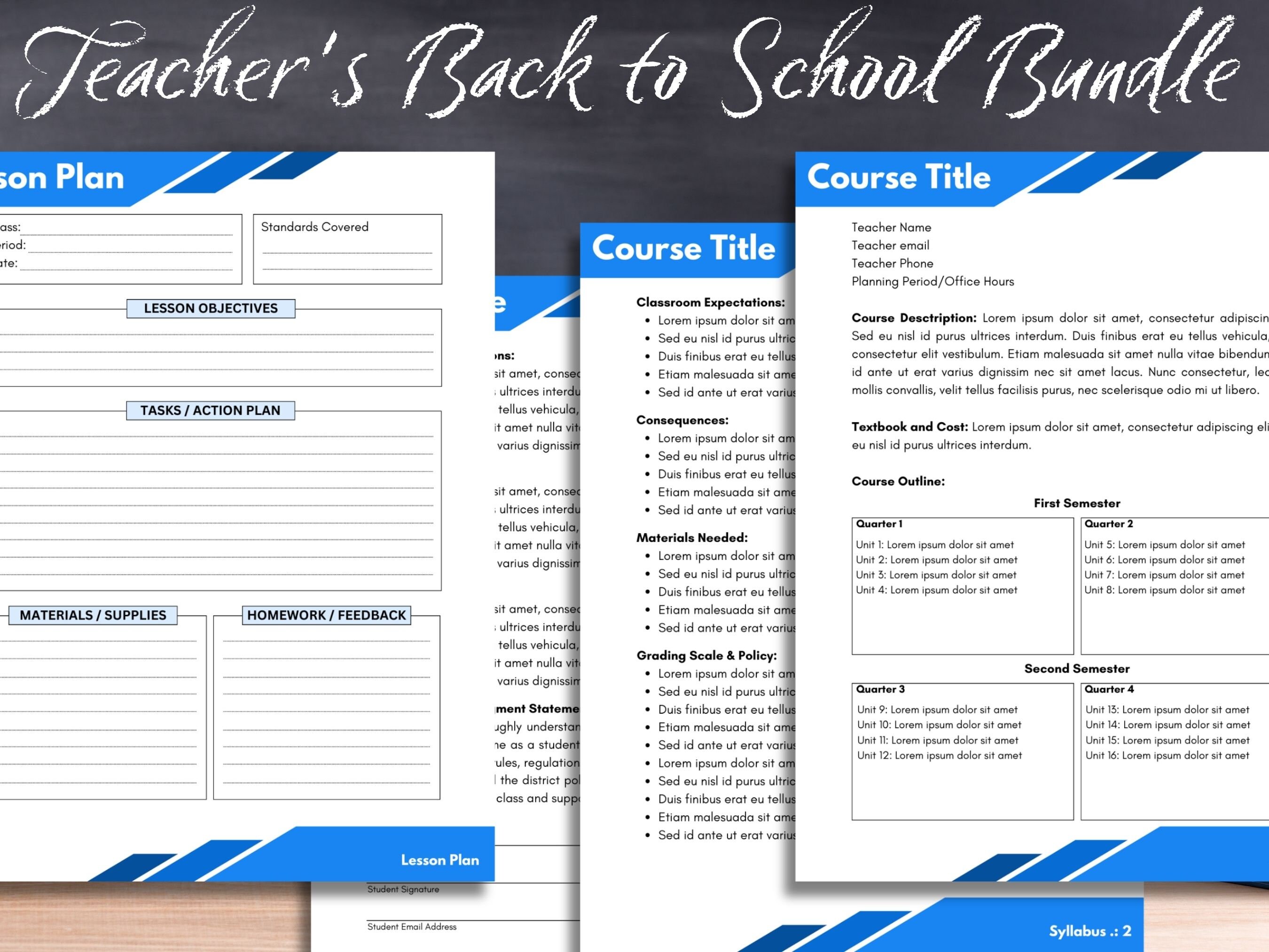 Teacher Planner, Canva Template, Syllabus, Attendance, Grade Book ...