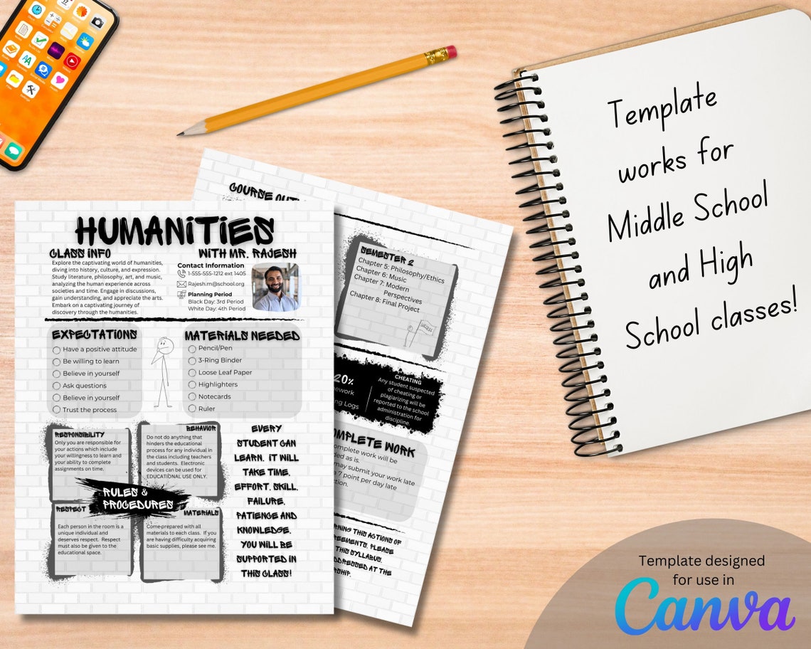Syllabus Template Canva Template Fun Syllabus Graffiti Syllabus High ...