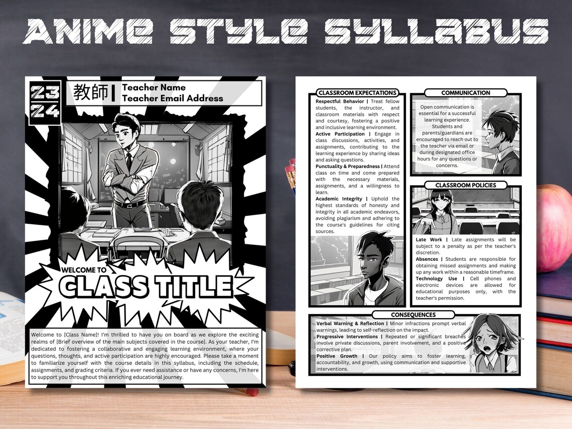 Anime & Manga Canva Syllabus Template, Customizable Template, Canva ...