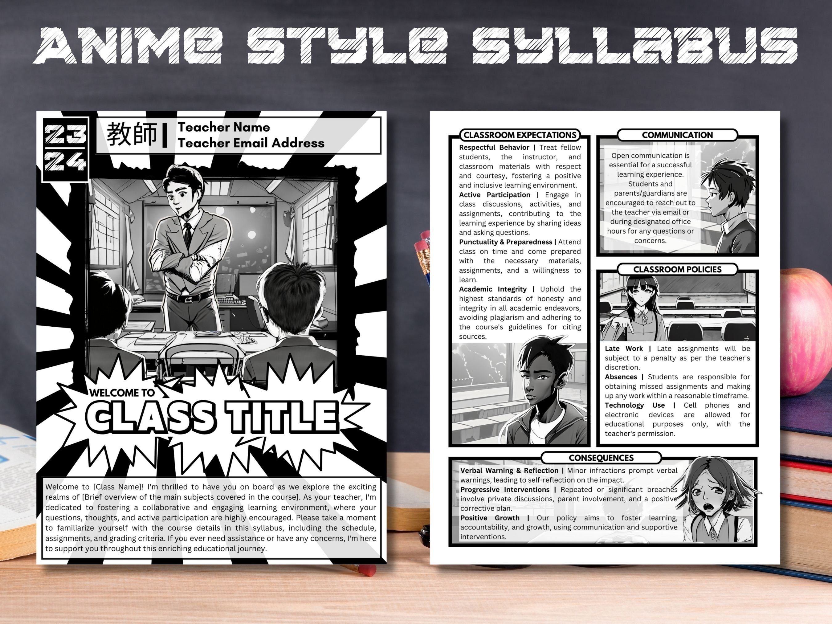 Anime & Manga Canva Syllabus Template, Customizable Template, Canva ...