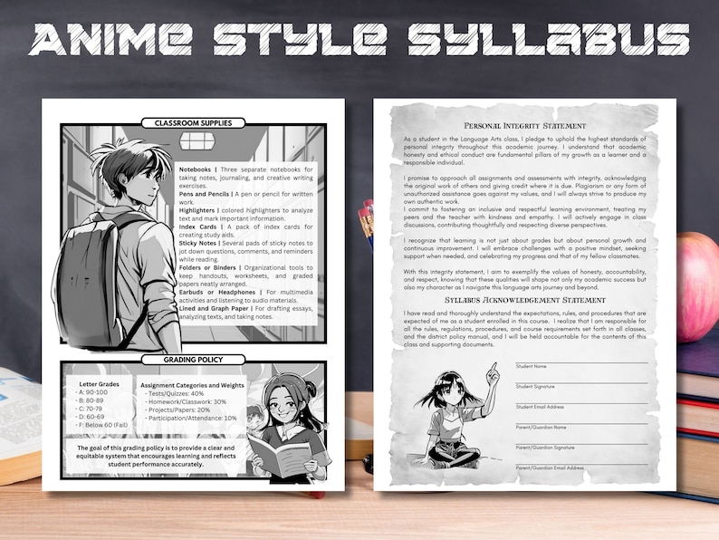 Anime & Manga Canva Syllabus Template, Customizable Template, Canva ...