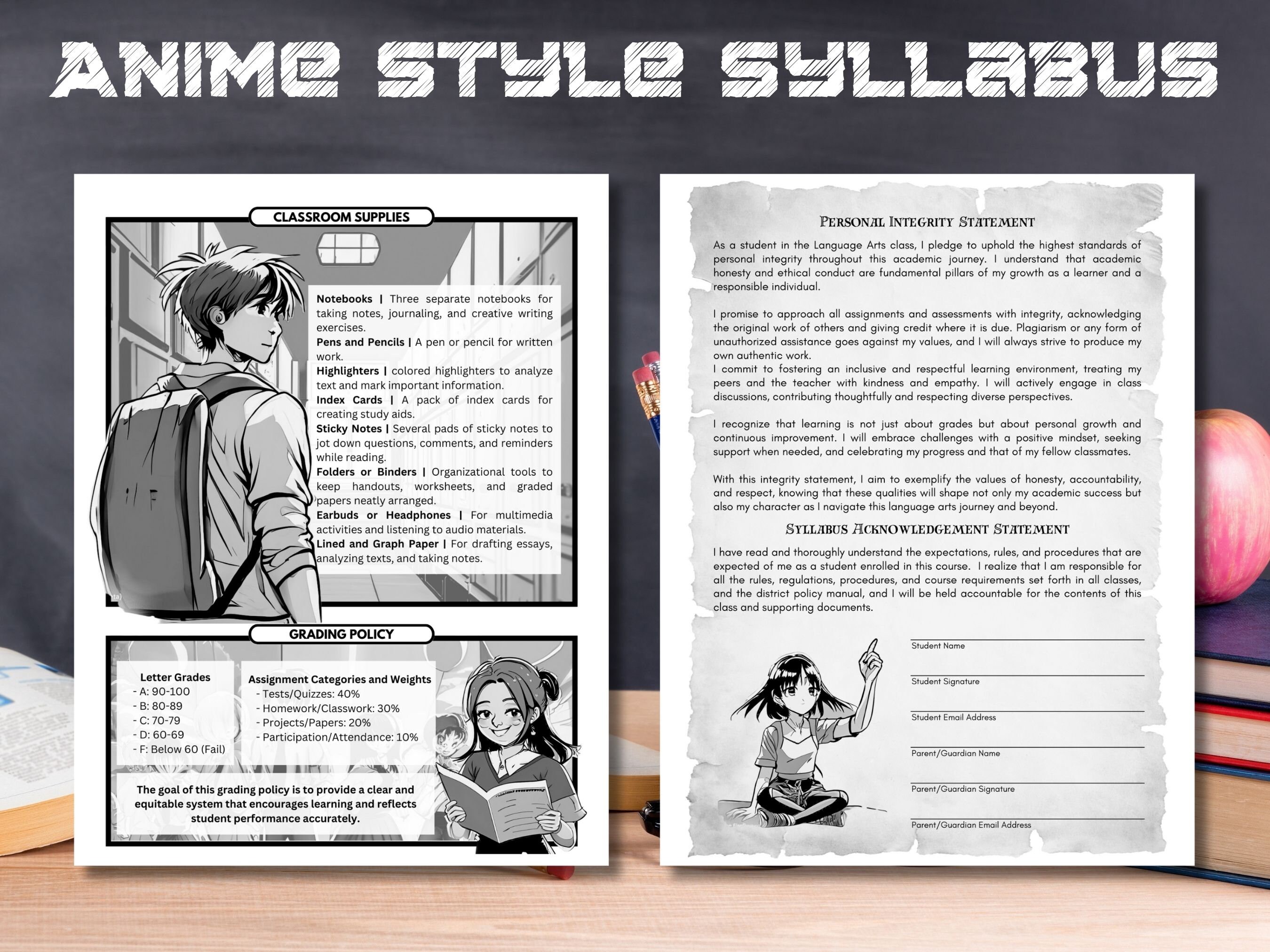 Anime & Manga Canva Syllabus Template, Customizable Template, Canva ...