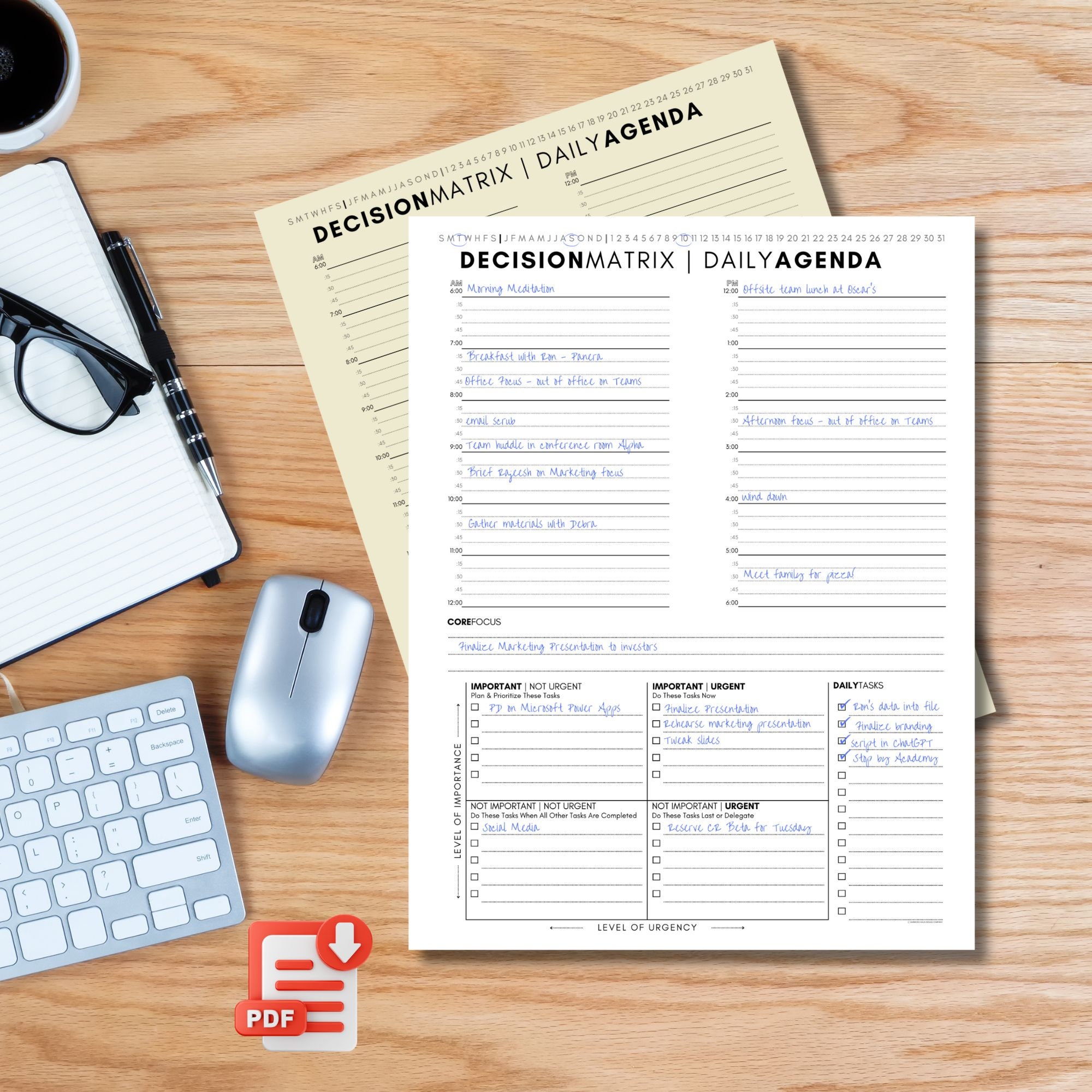 Decision Matrix Agenda, Task List, ADHD Planner, Daily Productivity ...
