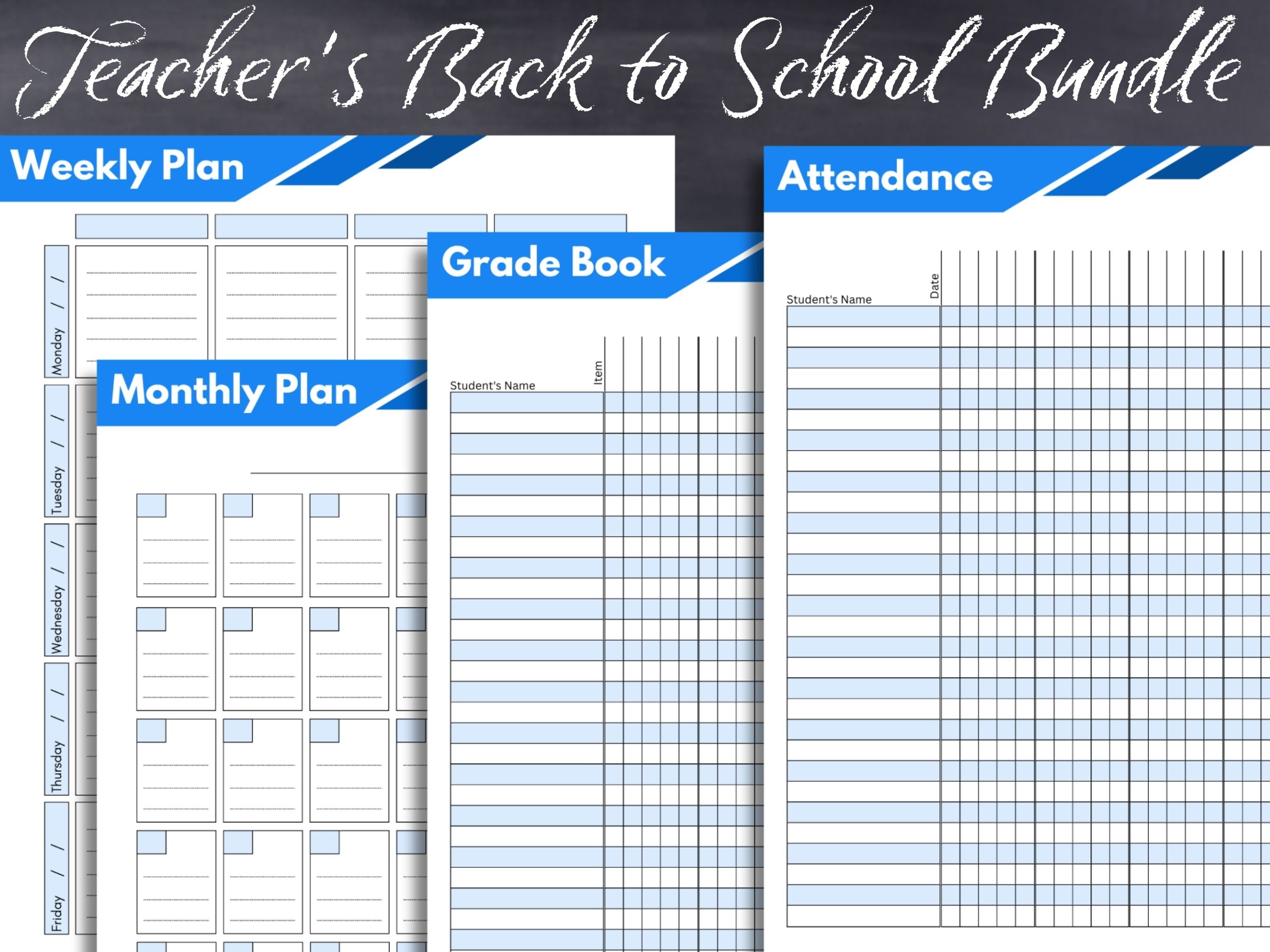 Teacher Planner, Canva Template, Syllabus, Attendance, Grade Book ...