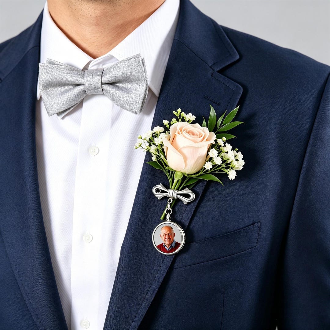 Personalized Wedding Lapel Pin for Groom, Memorial Photo Lapel Pin ...