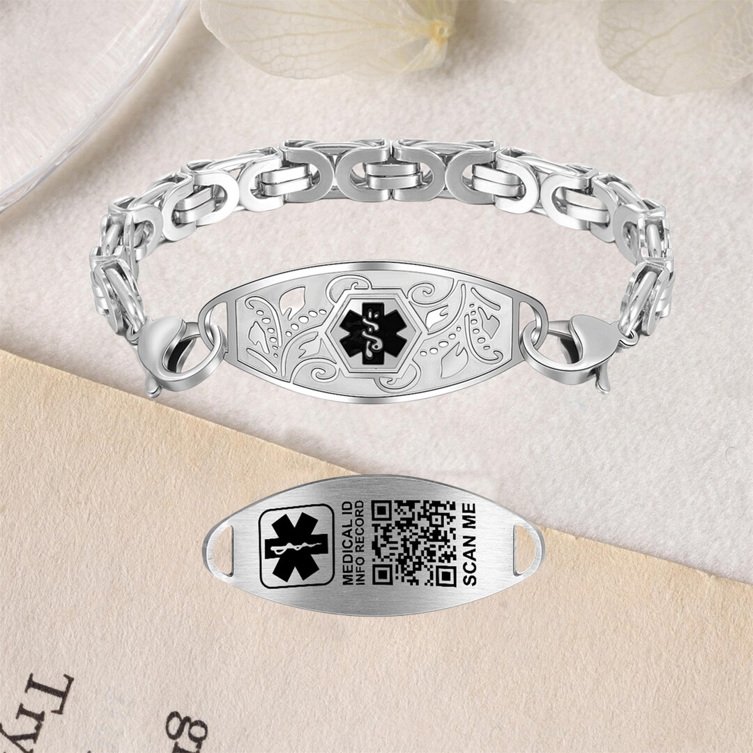 QR Code Medical Alert ID Bracelets for Men,qr Code Medical Jewelry,gift ...