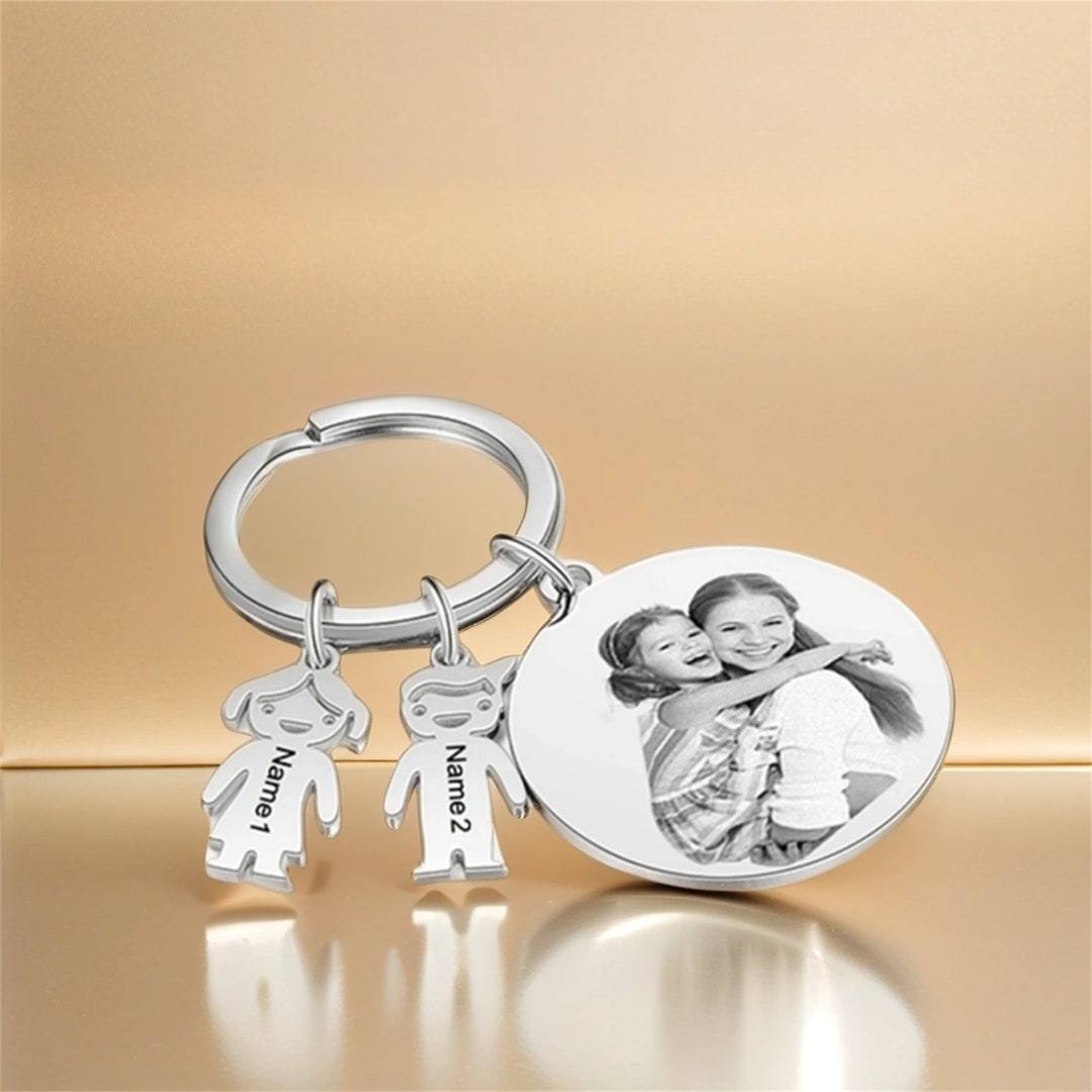 Personalized Kids Name Keychain, Family Photo Keychain, Keychain for ...