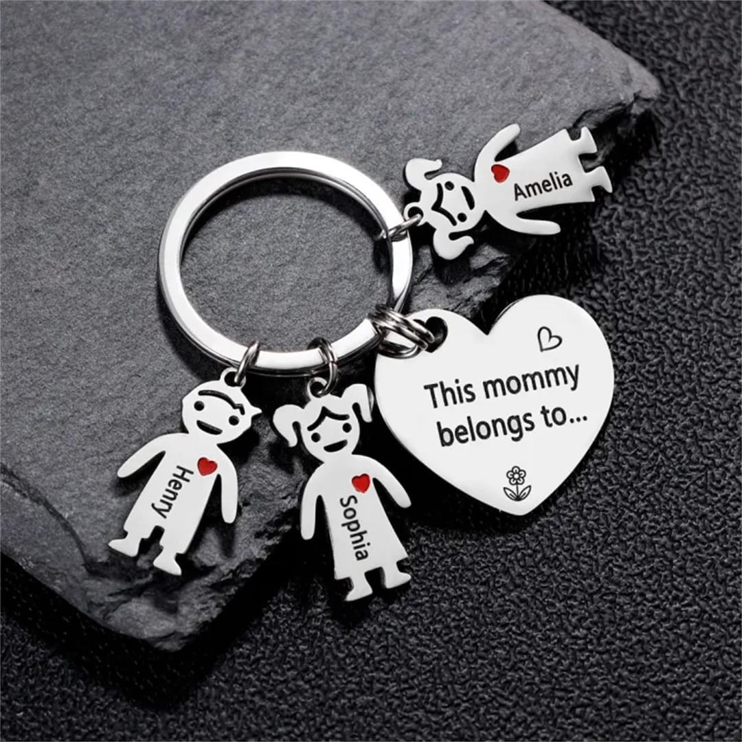 Custom Kids Name Keychain, This Mommy Belongs To.. Keychain, Family ...