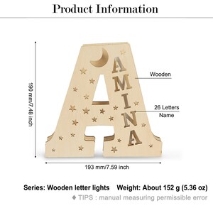 Personalized Wooden Letter Light, Custom Name Night Light, Alphabet ...
