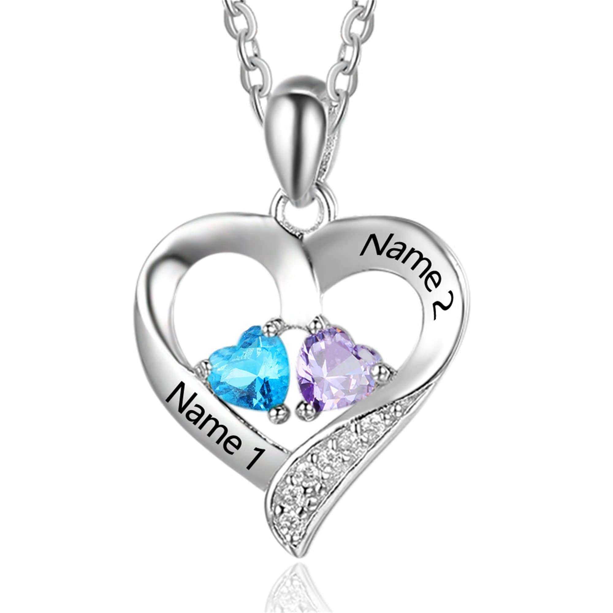 Personalized Birthstone Necklace With 2 Birthstones Custom 2 - Etsy