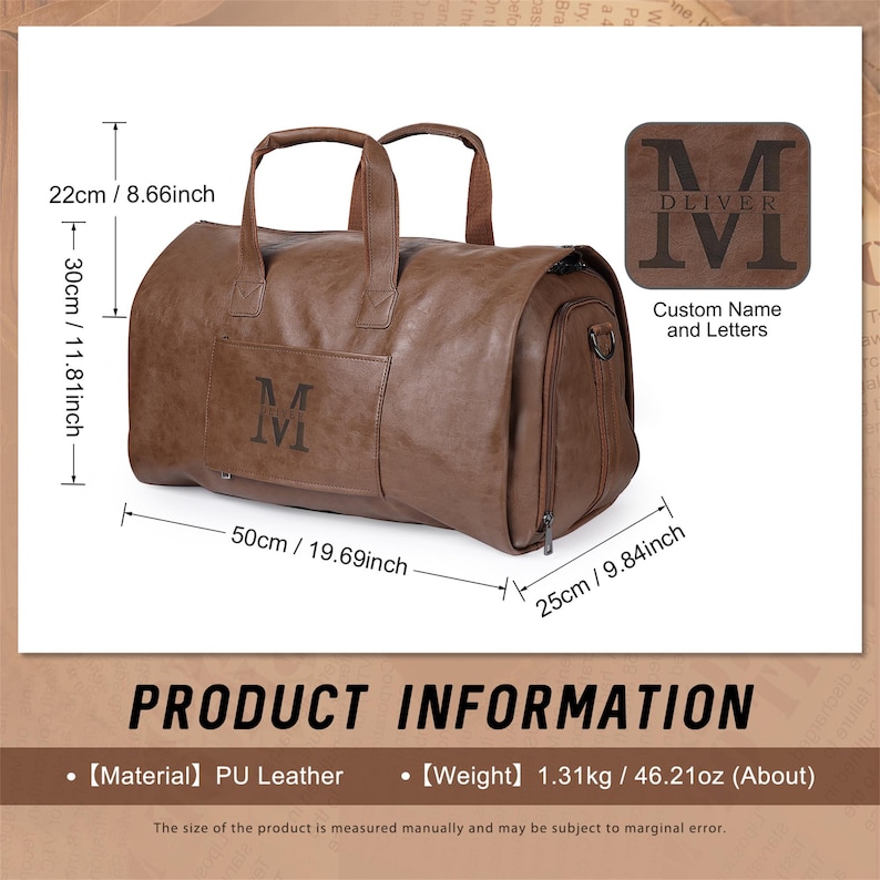 Personalized Leather Travel Bag for Men,custom Name Duffel Bag ...