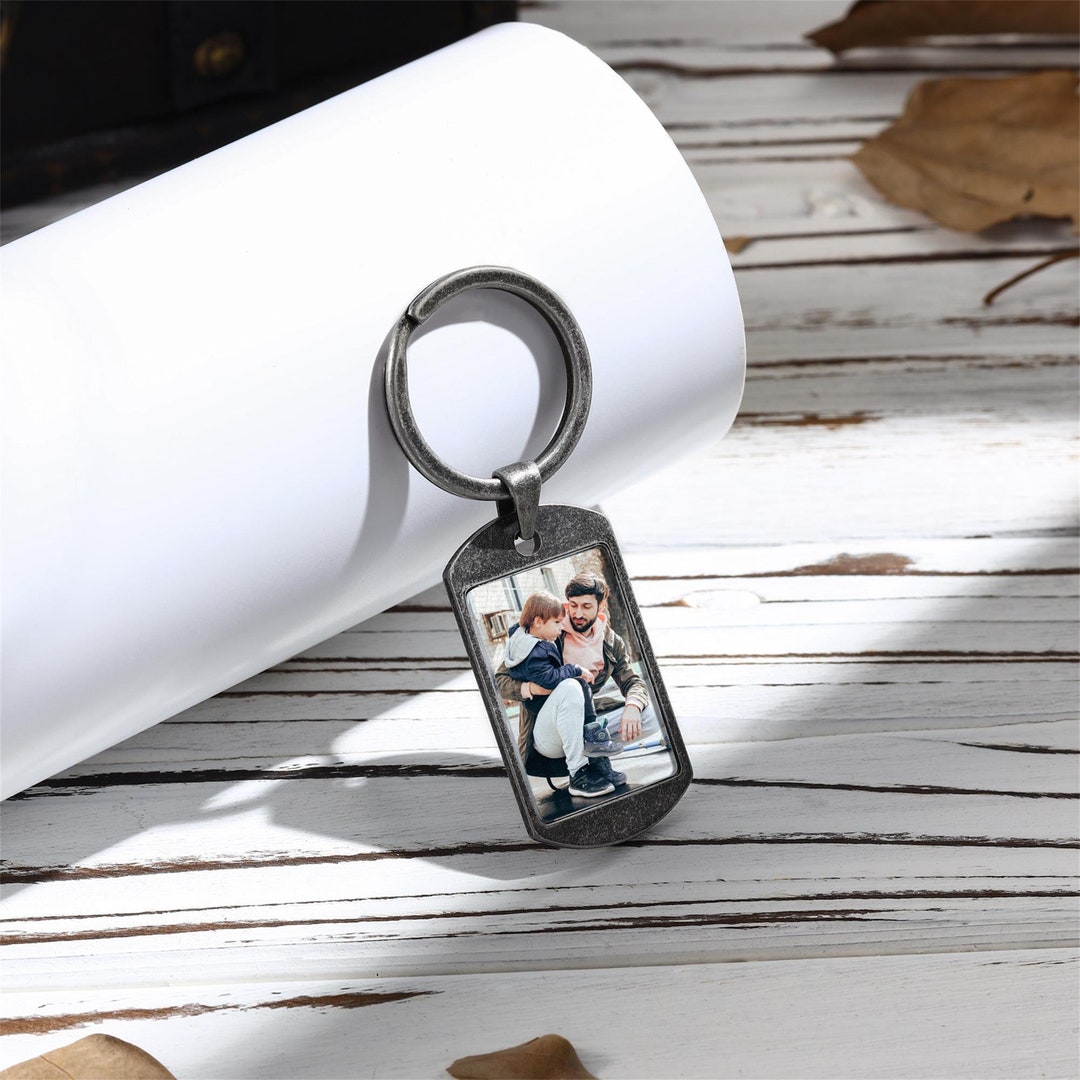 Personalized Photo Keychain,laser Engraved Photo Keyring,mens Vintage ...