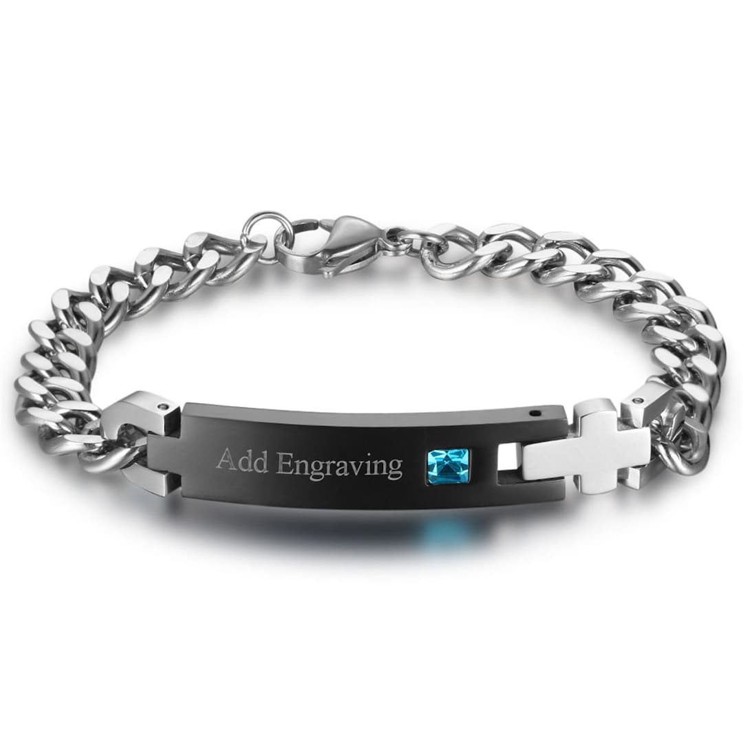 Personalized Men Birthstone Bracelet,custom Name,text and Date Bracelet ...