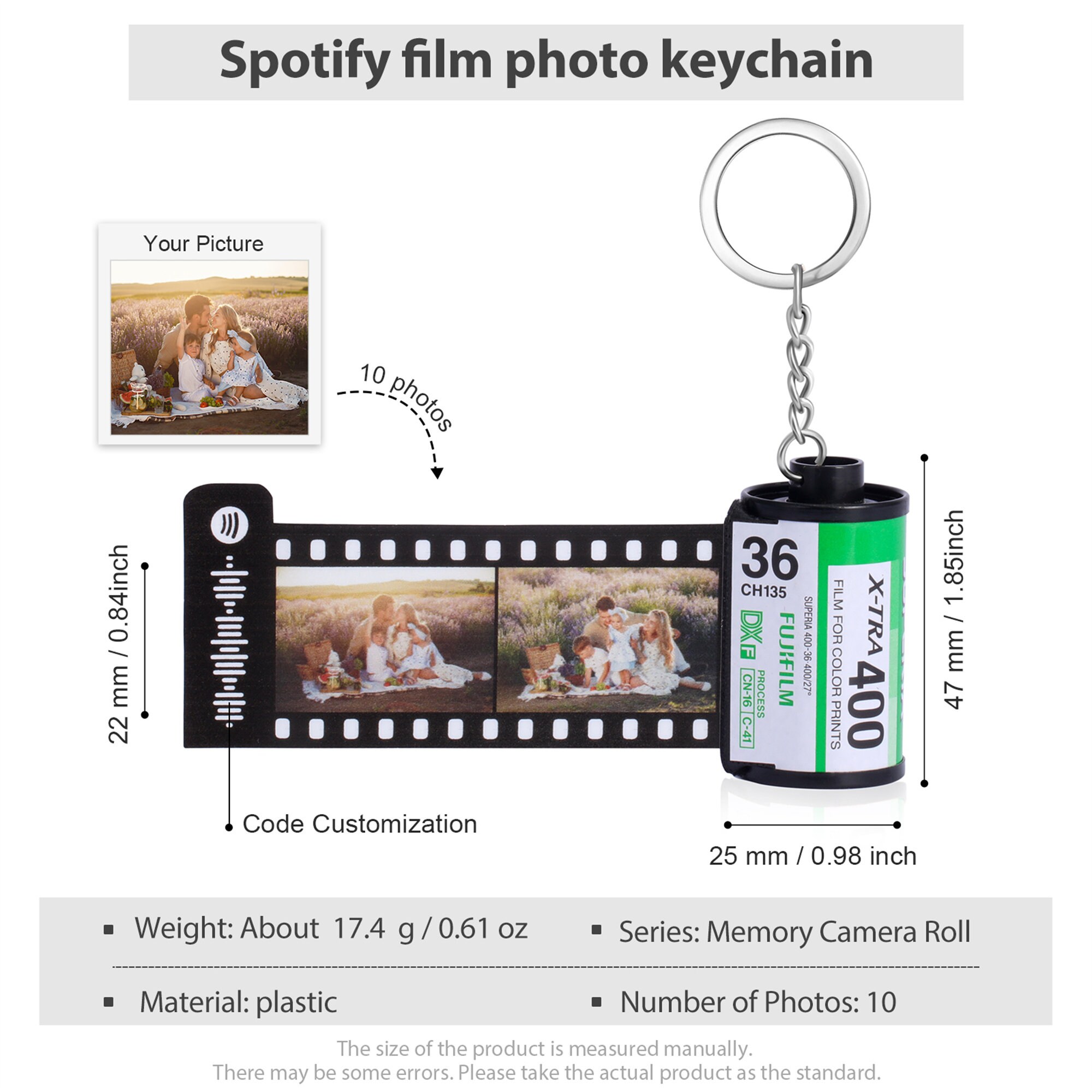 Customizable Film Photo Keychain With Music Code personalize - Etsy