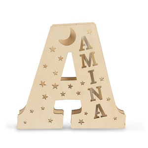 Personalized Wooden Letter Light, Custom Name Night Light, Alphabet ...