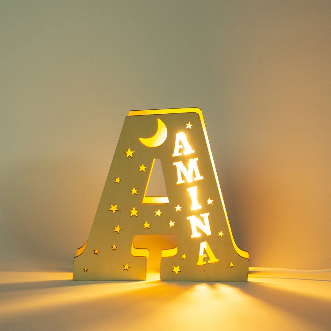 Personalized Wooden Letter Light, Custom Name Night Light, Alphabet ...