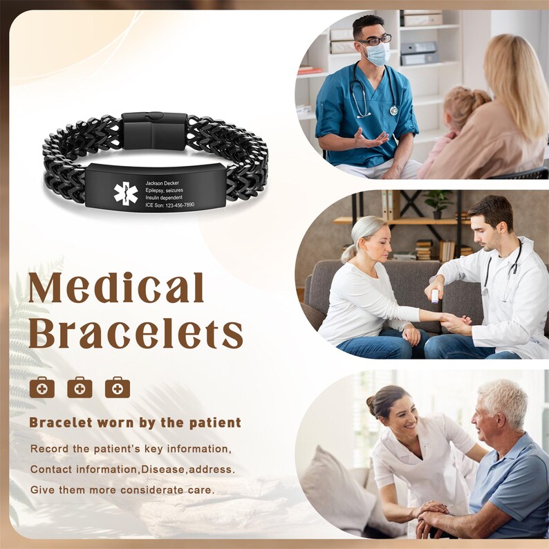 Personalized Medical Alert Bracelet,engraved Medical Information and ...