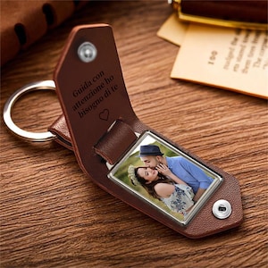 Personalized Mens Leather Keychain With Photo, Custom Picture Keychain ...