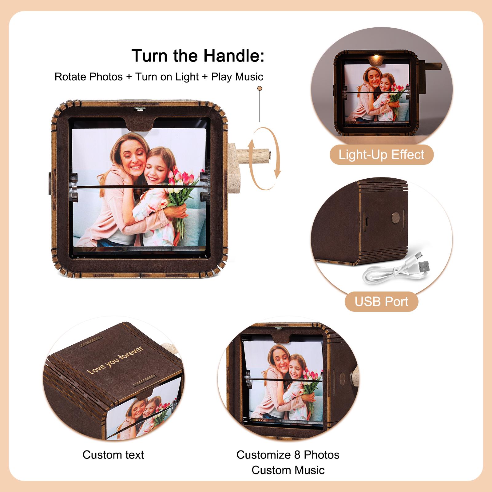 Personalized Wooden Hand-crank Photo Flipbook Animation Box, Custom 8 ...
