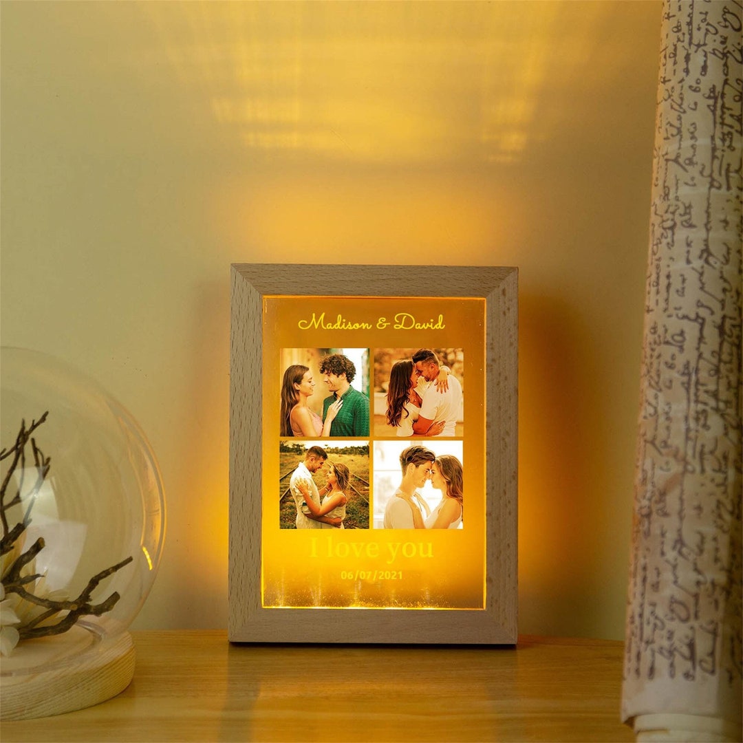 Custom Photo Collage LED Light, Personalized Picture Frame Night Light ...