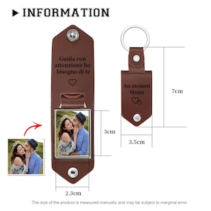 Personalized Mens Leather Keychain With Photo, Custom Picture Keychain ...