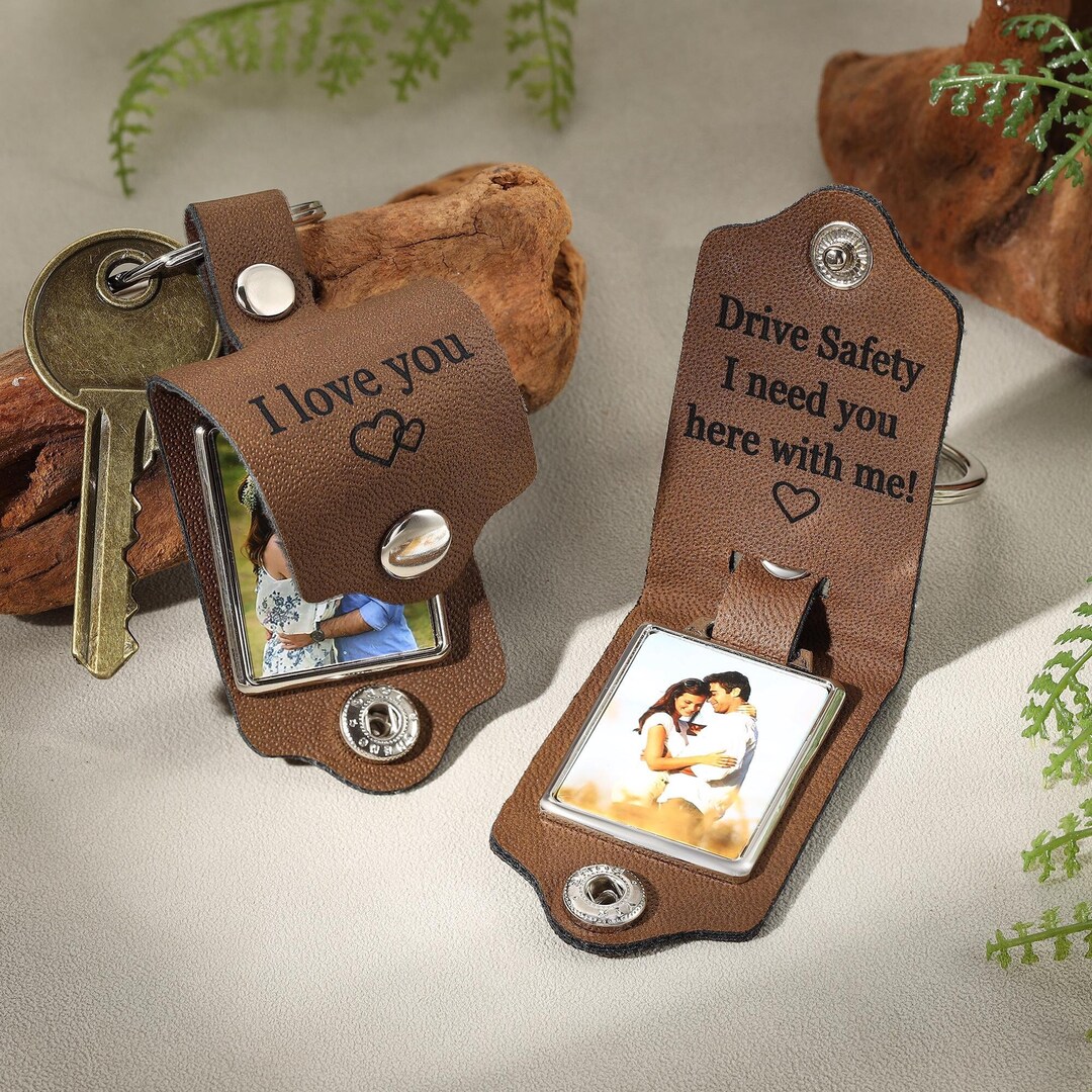 Personalized Mens Leather Keychain,custom Photo Keychain,drive Safety ...