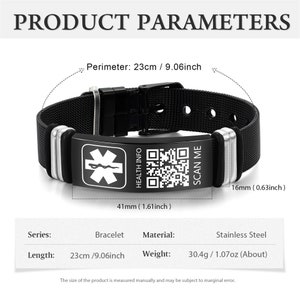 Personalize Medical QR Code Bracelet,custom Health Information and ...